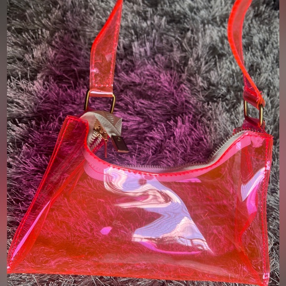 Bags | Neon Pink Transparent Purse | Poshmark